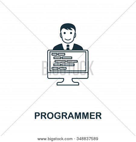 Programmer Line Icon Vector Photo Free Trial Bigstock