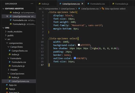 problemas con el css de lista de objetos no se carga react desarrollando con javascript