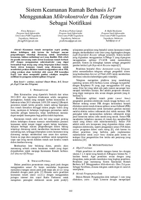 Pdf Sistem Keamanan Rumah Berbasis Iot Menggunakan Mikrokontroler Dan Telegram Sebagai Notifikasi