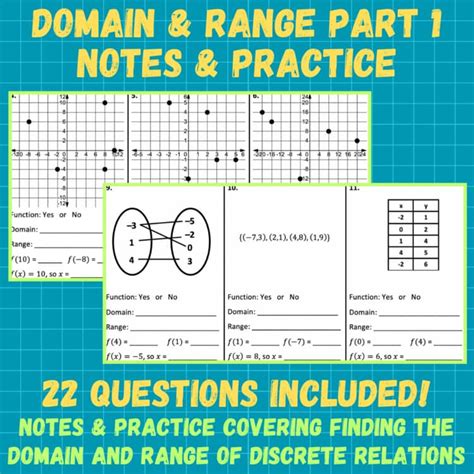 Domain And Range Notes And Practice Part 1 Of 3 Discrete Functionsrelations