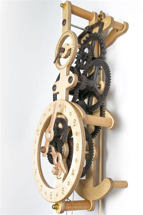 Wooden Wall Clock Cronos Kit Diy Project Kit Steampunk Pendulum Clock Gears Clock Husband T