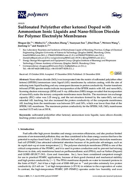 Fillable Online Sulfonated Poly Ether Ether Ketone Doped With Ammonium Ionic Liquids And Nano