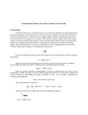 Determination Of Activity And Activity Coefficient From Cell Emf Docx Determination Of