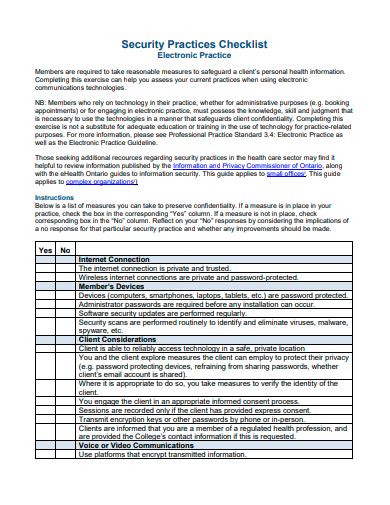 FREE 33 Security Checklist Samples In MS Word Google Docs Pages PDF