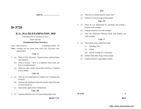 Bsc Part 3 It P2 Fundamental Data Structure D 3728 2020 Pdf