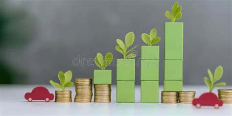 Sustainable Finance Growth Chart With Green Plant On Coins Stock Illustration Illustration Of