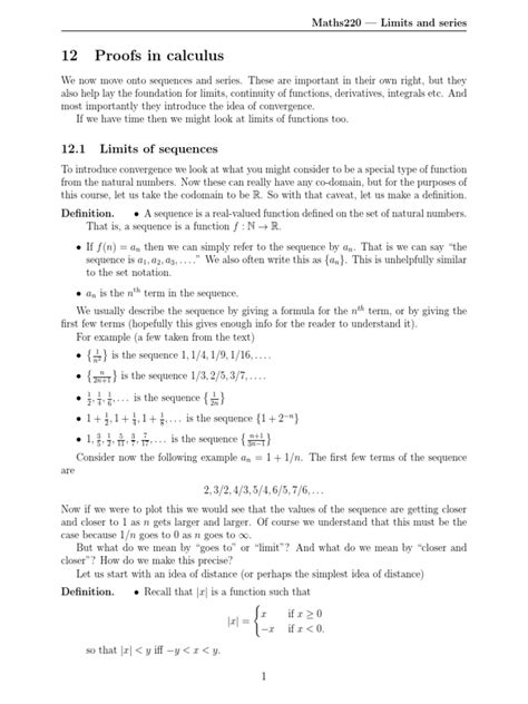 Proof That The Sequence { 1 N} Is Divergent By Contradiction Pdf Limit Mathematics