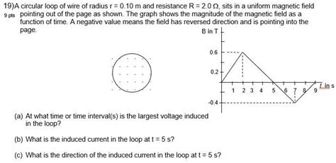 Solved 19a Circular Loop Of Wire Of Radius 010 M And Resistance R