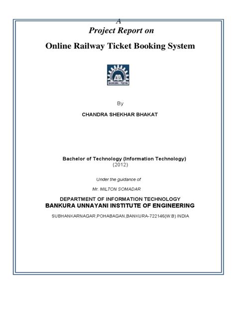 Railway Reservation System Project Report Compress Pdf Active