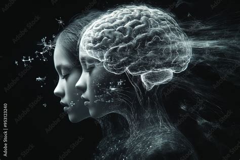 Surreal Digital Art Of Multiple Heads With Interconnected Brains Symbolizing Collective