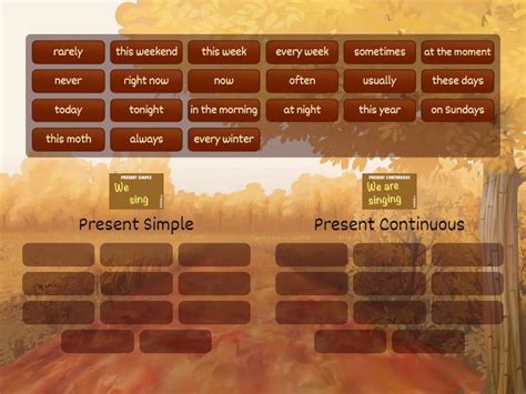 Time Expressions Present Simple Vs Present Continuous Group Sort