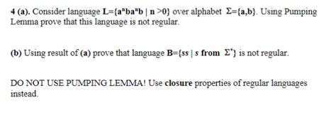 Solved A Consider Language L Anbanbn Over Alphabet Chegg