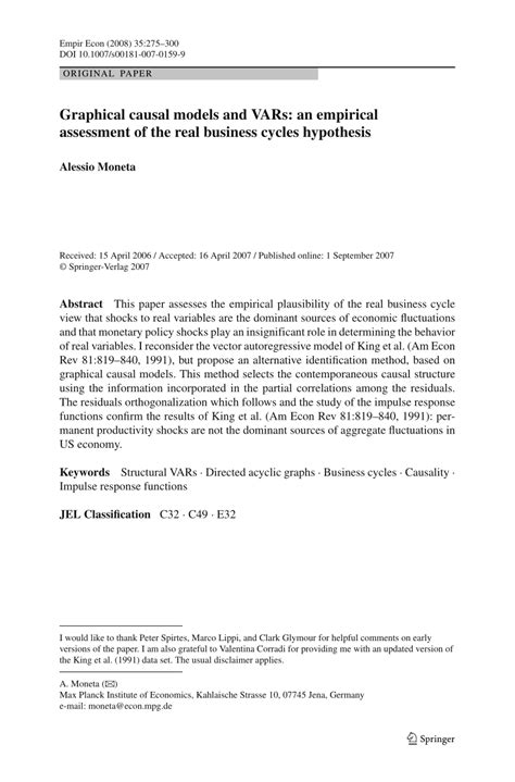 Pdf Graphical Causal Models And Vars An Empirical Assessment Of The