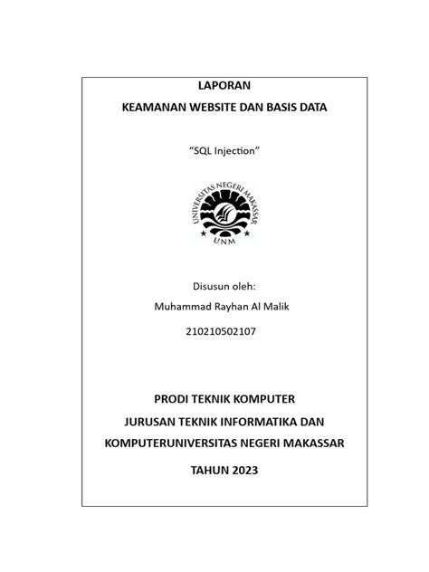 tugas 4 sql injection pdf bisnis teknologi and rekayasa