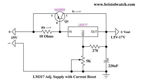 Lm317 Current Boost Circuit Electronic Circuit Projects Electronic Schematics Circuit