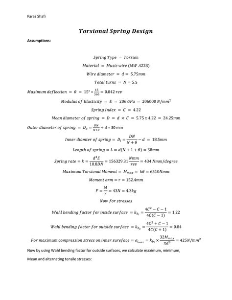 Solution Torsional Spring Design Studypool