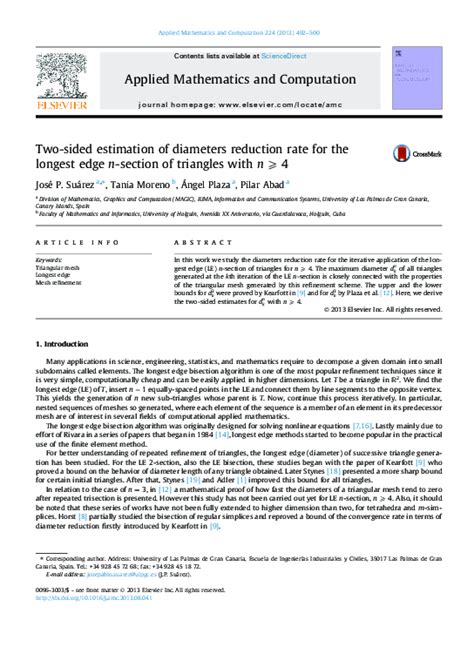 Pdf Two Sided Estimation Of Diameters Reduction Rate For The Longest Edge N Section Of