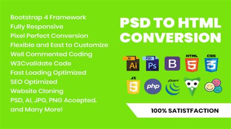 Convert Psd  Png To Responsive Html Bootstrap Template By Arifursdev Fiverr