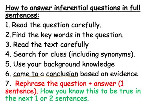 Answering Inferential Questions Year 7 Reading Teaching Resources