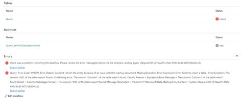 dataflow refresh started failing today mashupexcep microsoft
