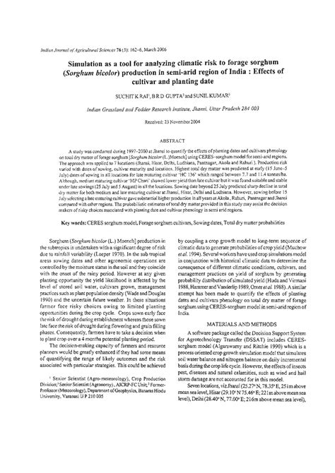 Pdf Simulation As A Tool For Analyzing Climatic Risk To Forage