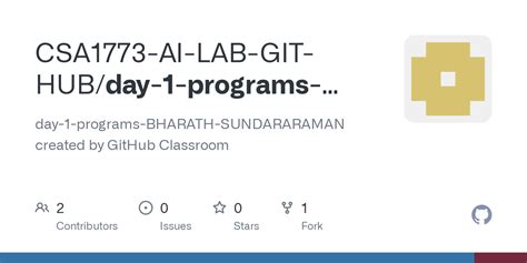 GitHub CSA1773 AI LAB GIT HUB Day 1 Programs BHARATH SUNDARARAMAN