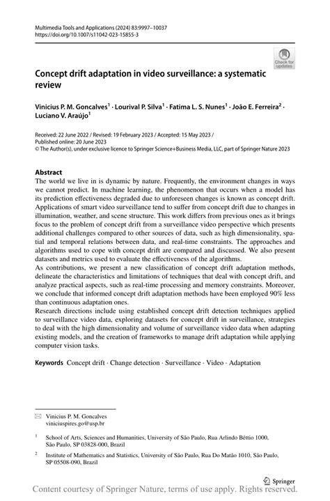 Concept Drift Adaptation In Video Surveillance A Systematic Review Request Pdf