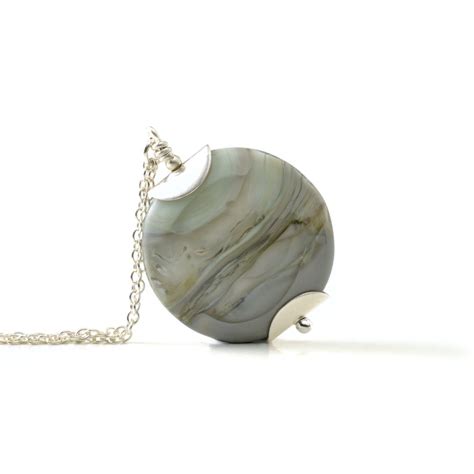 Grey Lampwork Glass Necklace Handmadejewellery Uk Lampwork Pendant