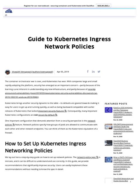 Guide To Kubernetes Ingress Network Policies Stackrox Pdf System Software Information