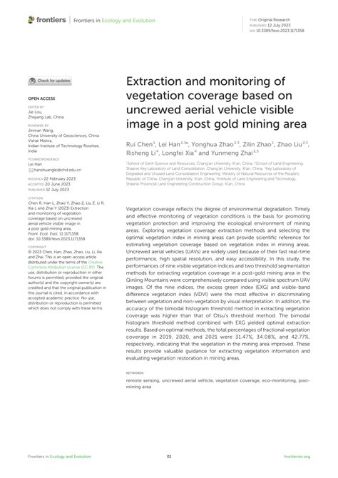 Pdf Extraction And Monitoring Of Vegetation Coverage Based On Uncrewed Aerial Vehicle Visible