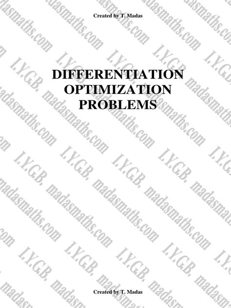Differentiation Optimization Problems Pdf Area Sphere