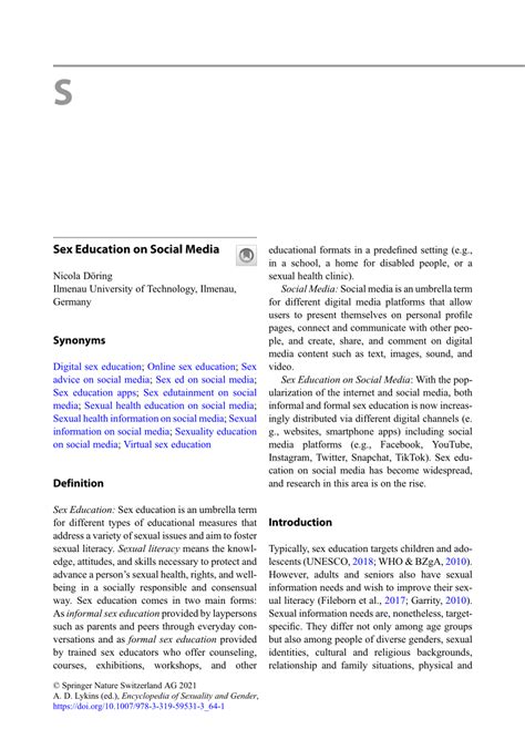 Pdf Sex Education On Social Media