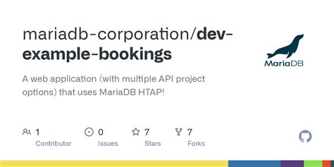 Github Mariadb Corporation Dev Example Bookings A Web Application