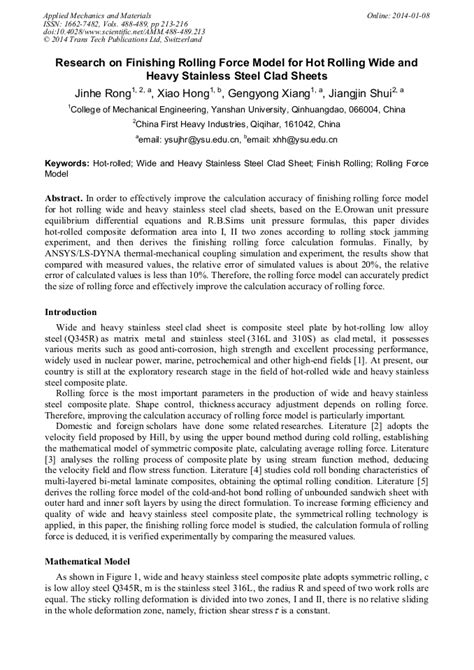Research On Finishing Rolling Force Model For Hot Rolling Wide And