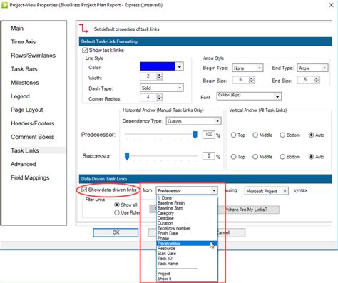 Using Task Link Filtering Rules For Showing Hiding Task Links For