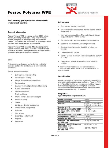 Fosroc Polyurea Wpe Pdf Concrete Solid