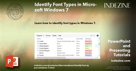 Identify Font Types In Microsoft Windows 7