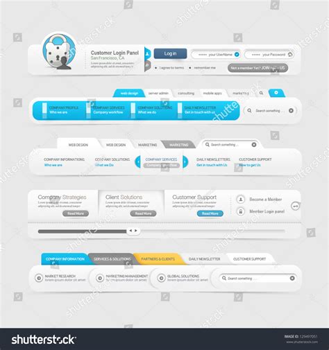 Web Site Design Menu Navigation Elements Stock Vector Royalty Free