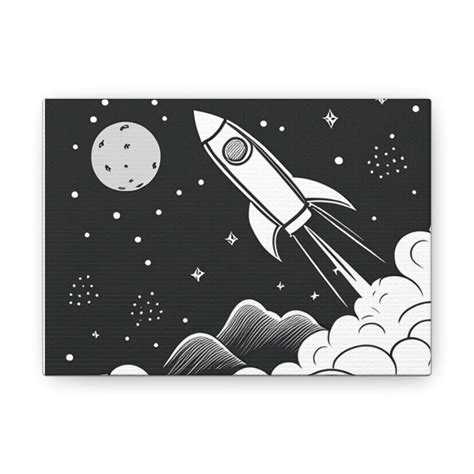 Canvas Rocketspaceship Design Print Etsy