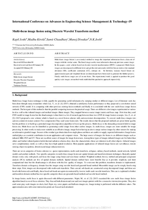 Pdf Multi Focus Image Fusion Using Discrete Wavelet Transform Method