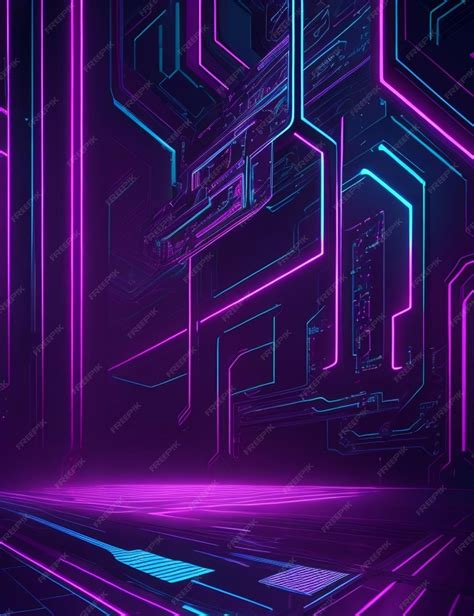 Premium Photo Neural Cyberspace Abstract Background With Neon Lighting
