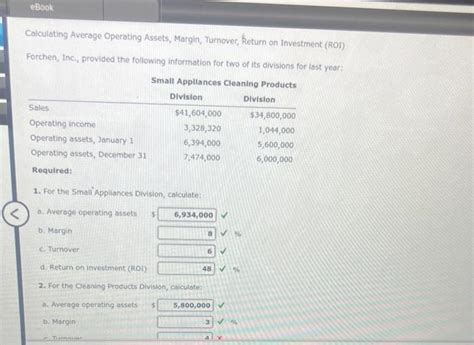 Solved Calculating Average Operating Assets Margin