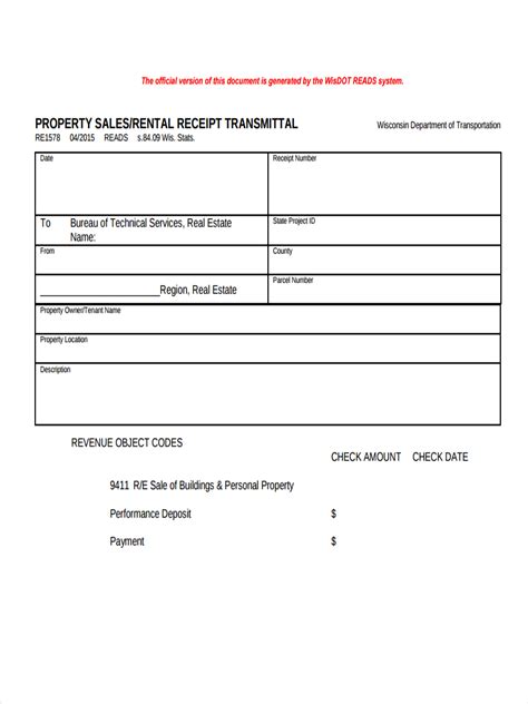 Property Receipt Template