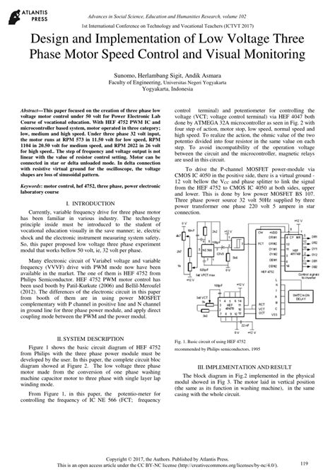 PDF Design And Implementation Of Low Voltage Three Phase Motor Speed Control And Visual Monitoring
