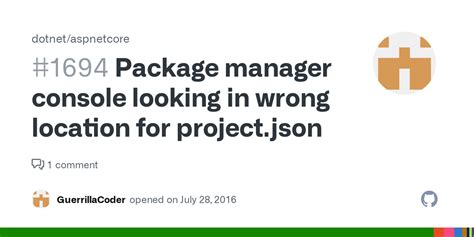 package manager console looking in wrong location for project json · issue 1694 · dotnet