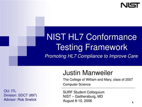 Ppt Nist Hl7 Conformance Testing Framework Powerpoint Presentation Free Download Id3348974