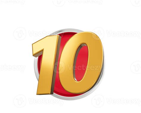 Oro Número 10 Oro Número Diez En Redondeado Rojo Icono 3d Ilustración 35146566 Png