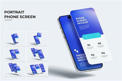 5278 6款iPhone 14 Pro手机UI样机展示模型 Portrait Phone Mockup With App Screen