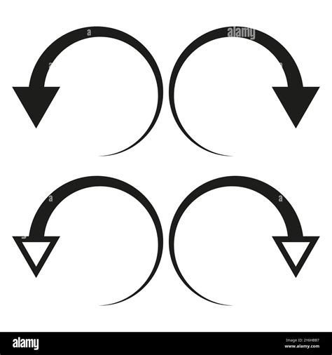 Curved Arrow Icons Circular Arrow Symbols Directional Curved Shapes Vector Black Arrows Stock