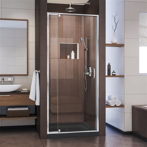 Dreamline Flex 32 In To 36 In W Semi Frameless Pivot Chrome Shower Door At
